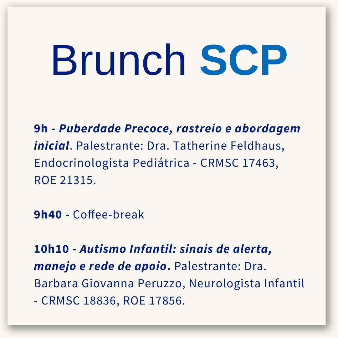 Brunch SCP dia 26/11/2022 em Lages – Sociedade Catarinense de Pediatria – SCP
